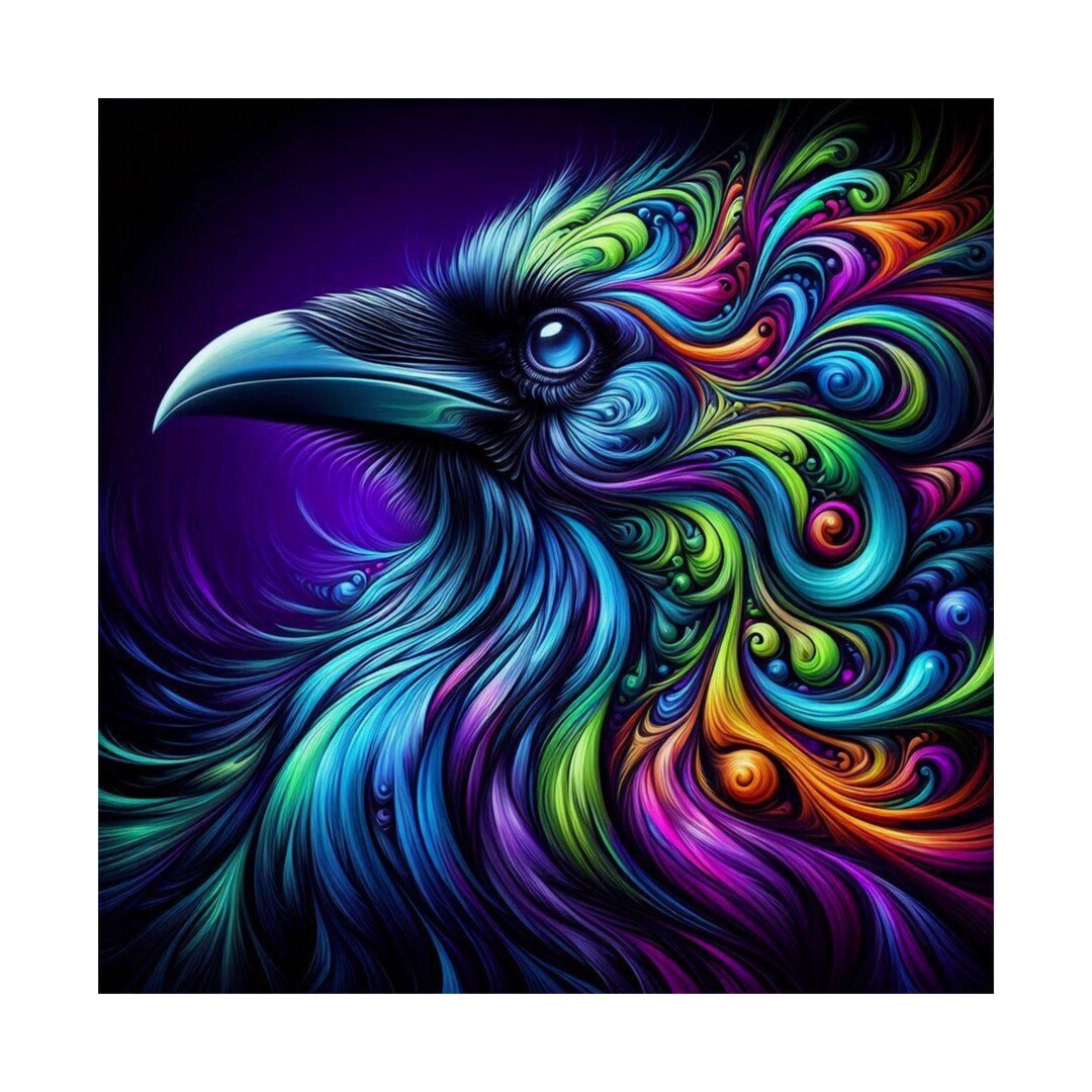 Abstract Art, Gothic, Colorful Raven Art Poster, Boho Wall Decor ...