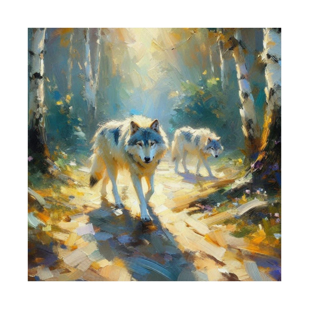 Serene Wolf Art Poster, Wildlife Wall Decor, Nature-inspired Painting ...