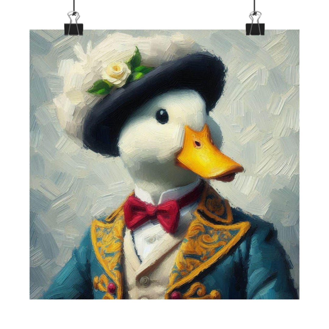 Whimsical Duck Art Poster | Quirky Home Decor, Unique Gift for Animal ...