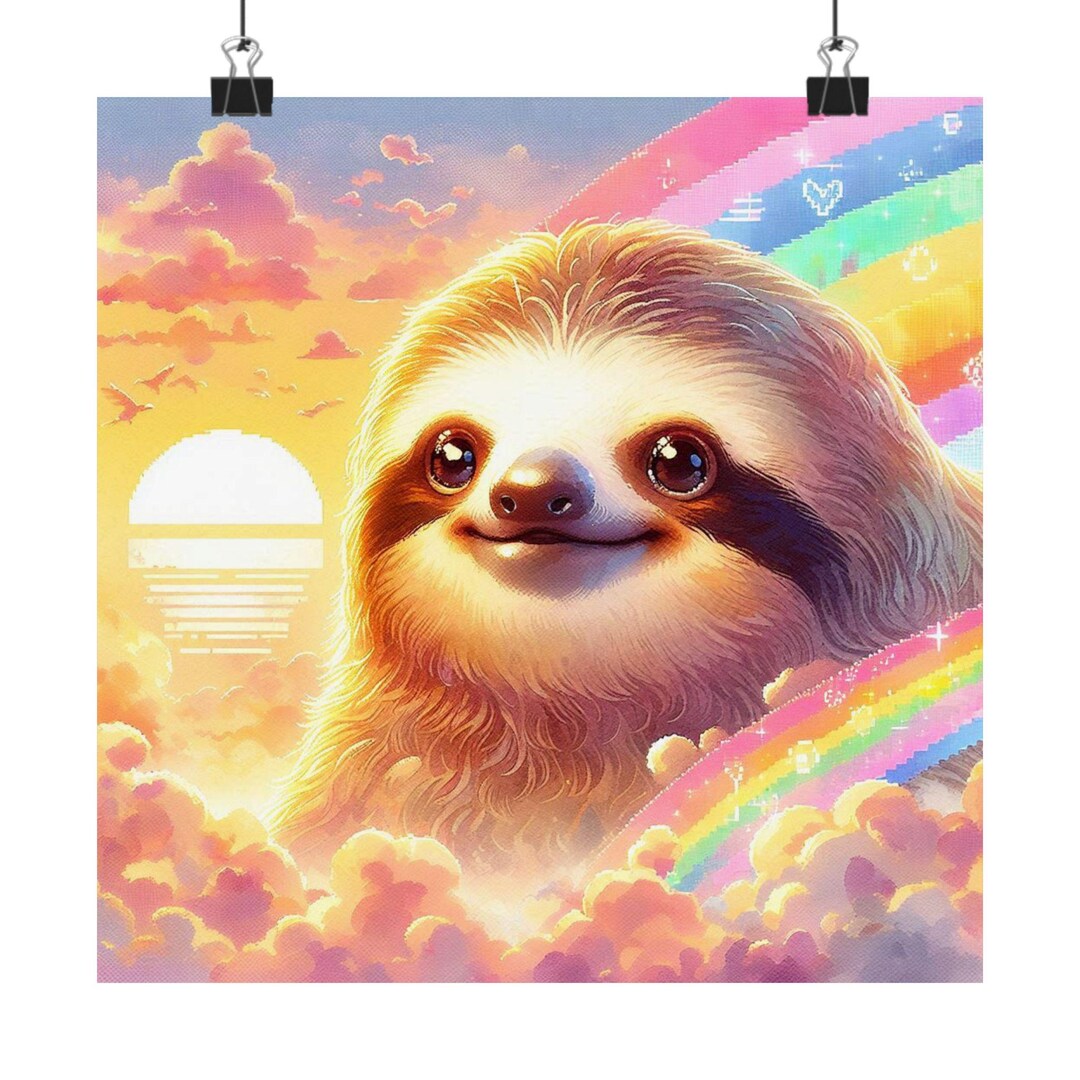 Whimsical Sloth Vertical Posters, Cute Animal Wall Art, Playful Decor ...