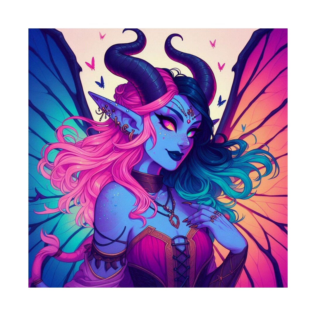 Winged Tiefling Art Print: Gothic Fantasy Home Decor - Etsy