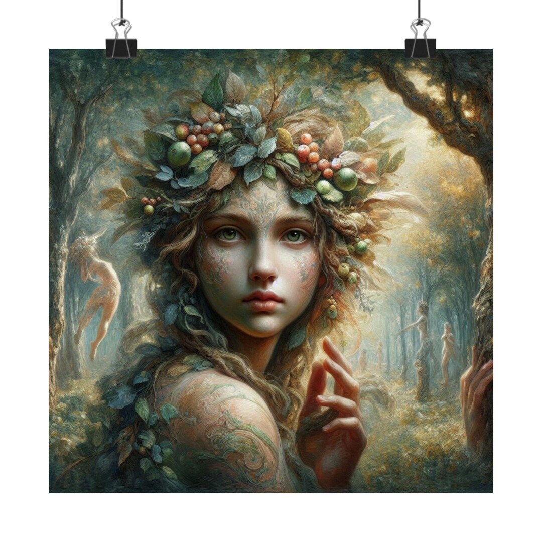 Vertical Poster, Fey Dryad Art Print, Nature Spirit Wall Decor, Fantasy ...