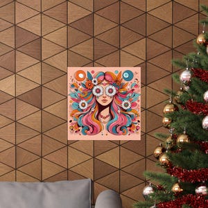 Matte Vertical Posters, Groovy 70s Free Love Wall Art Print, Hippie ...