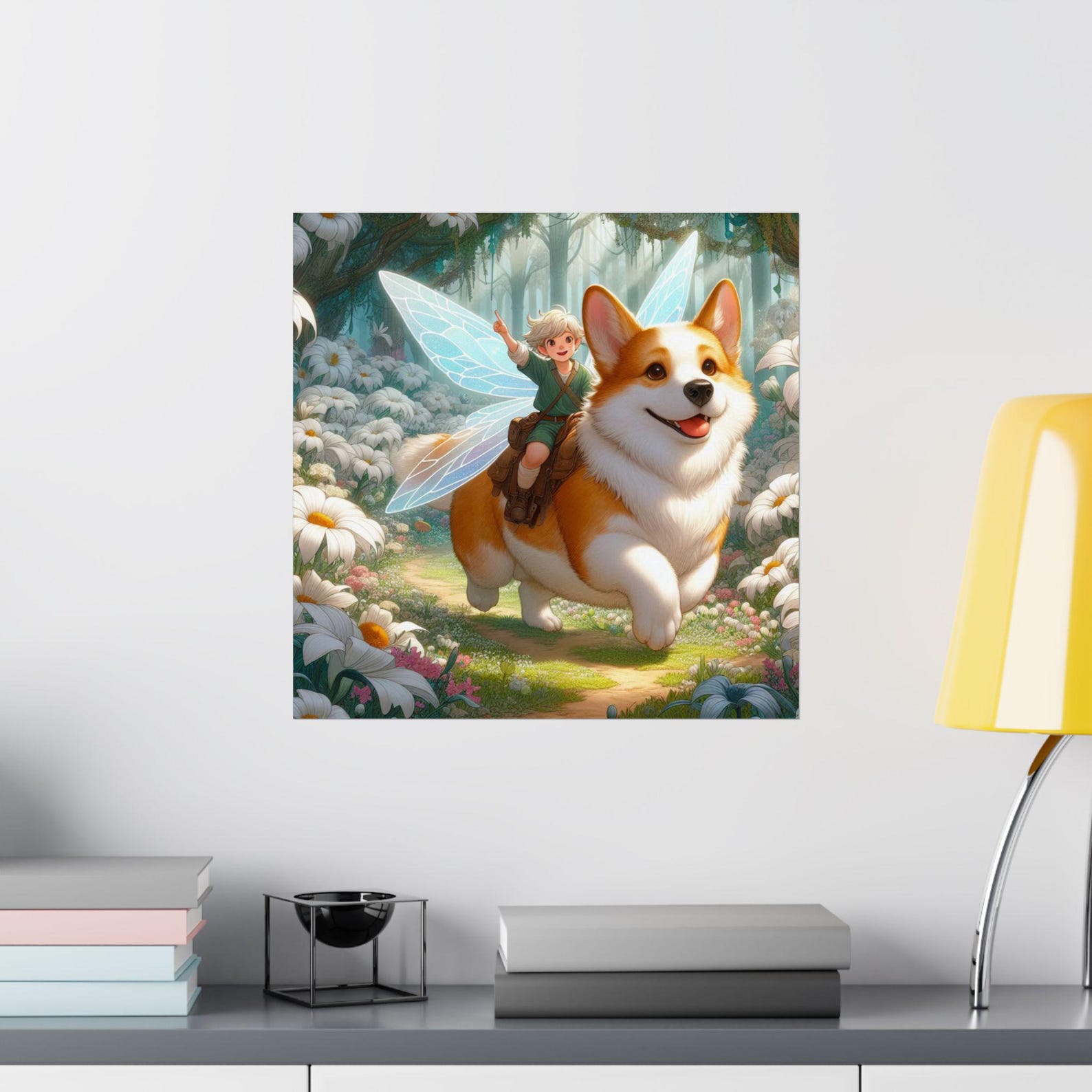 Whimsical Corgi Fairy Tale Poster - Magical Home Decor, Nursery Art ...