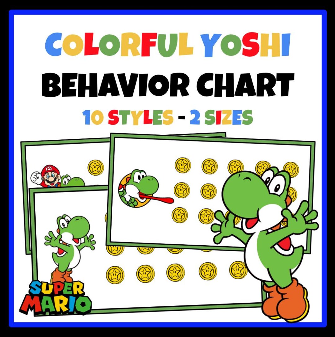 Yoshi From Mario IN-COLOR Behavior Reward Chart - 10 Styles - 2 Sizes ...