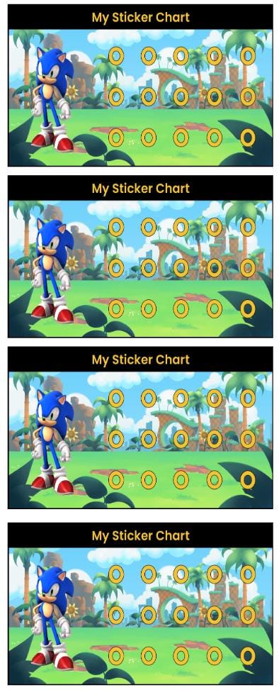 Sonic the Hedgehog Gold Coins Behavior Sticker Chart PBIS Positive ...