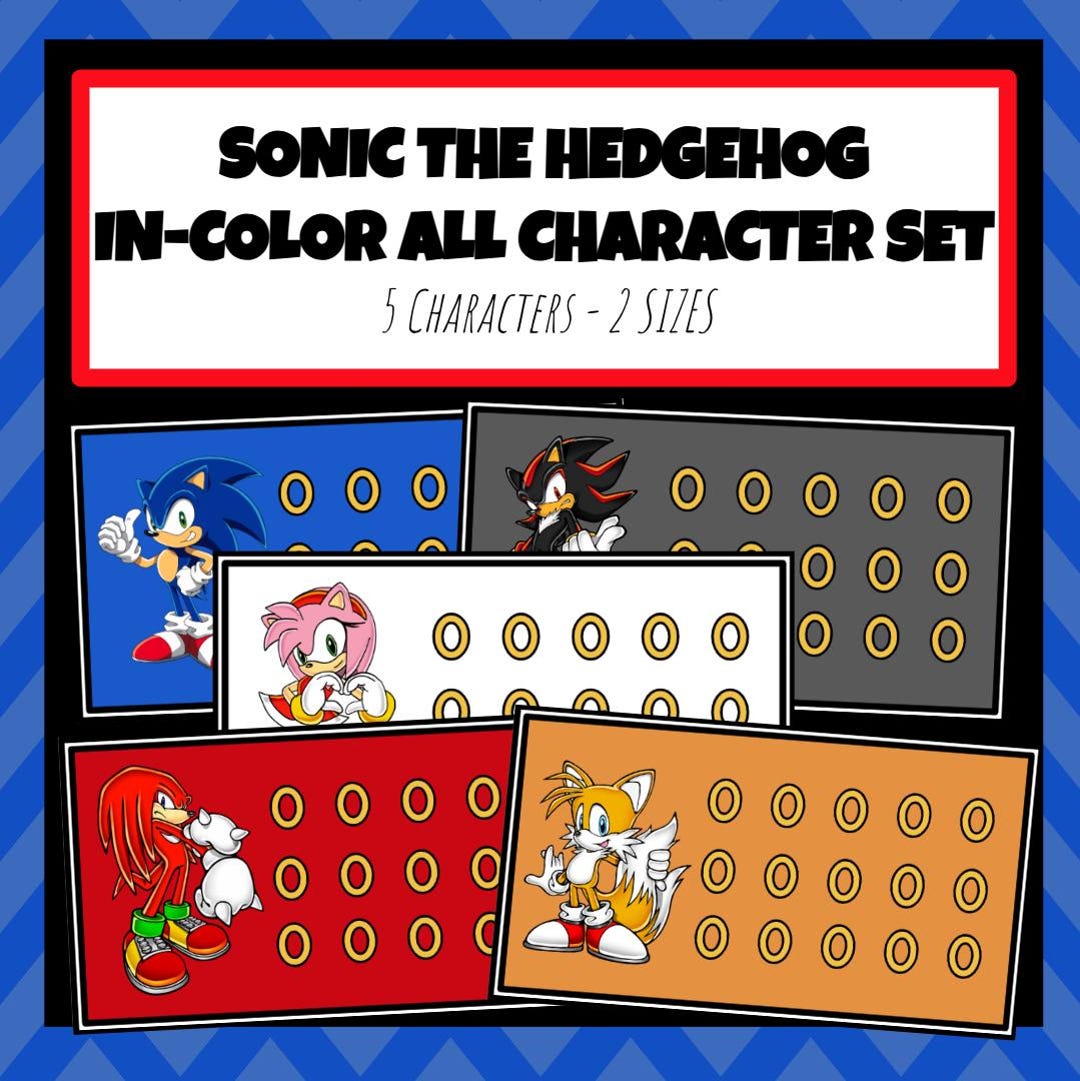 Sonic the Hedgehog IN-COLOR 5 Character Behavior Chart SET Knuckles ...