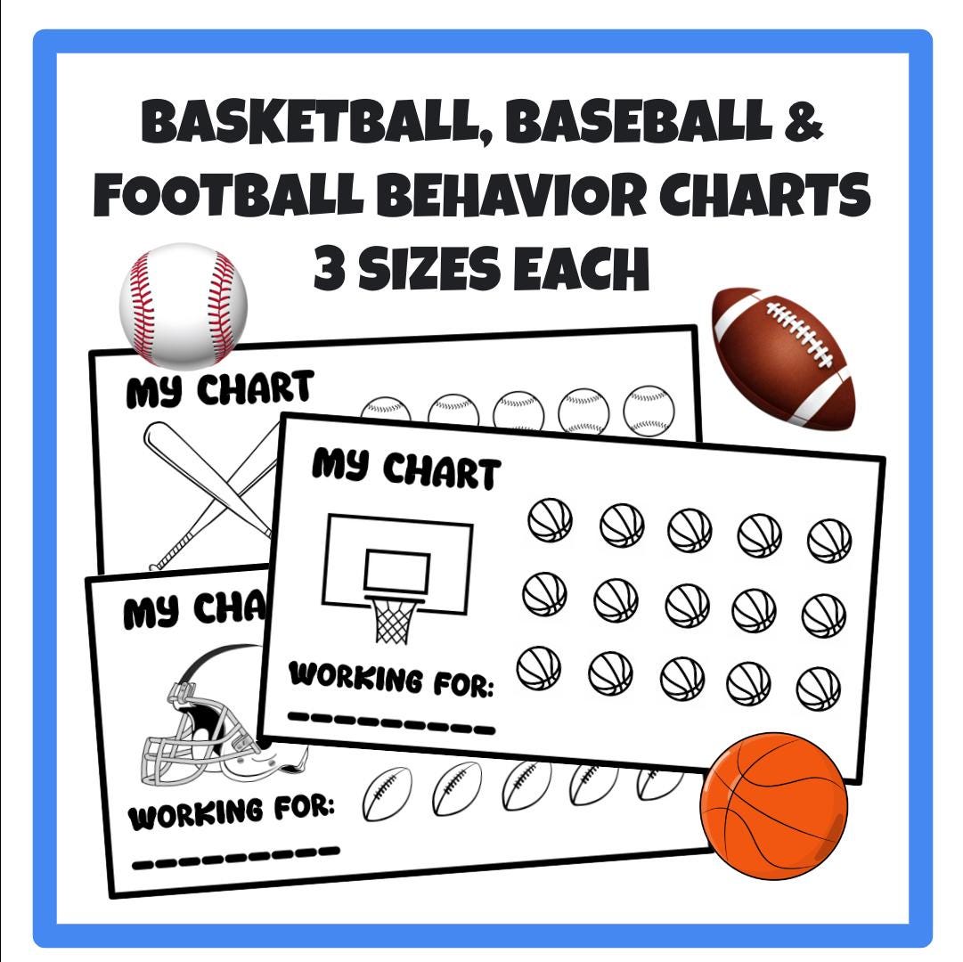 Sports Behavior Chart - Football, Basketball, Baseball - PBIS - 3 Sizes ...