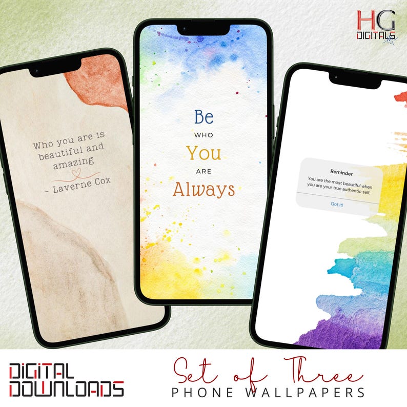 DIGITAL DOWNLOAD | Self Esteem Series: Phone Wallpaper Bundle 3 Pack | Encouraging Mobile ...