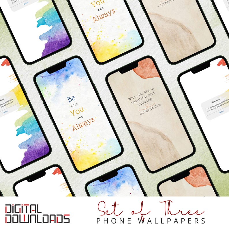 DIGITAL DOWNLOAD | Self Esteem Series: Phone Wallpaper Bundle 3 Pack | Encouraging Mobile ...