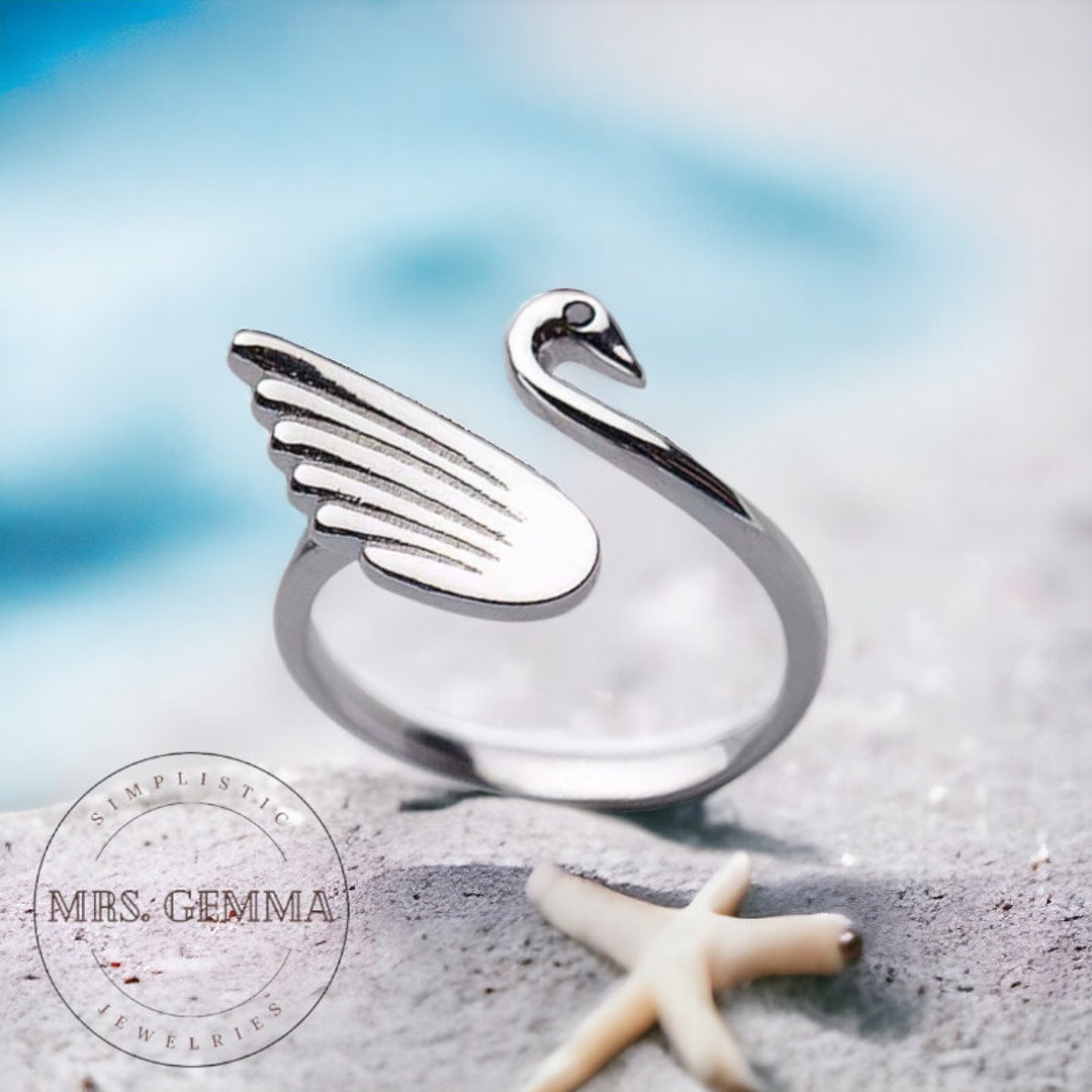 Sterling Silver Swan Ring - Adjustable/open Swan Ring - 925 Sterling ...