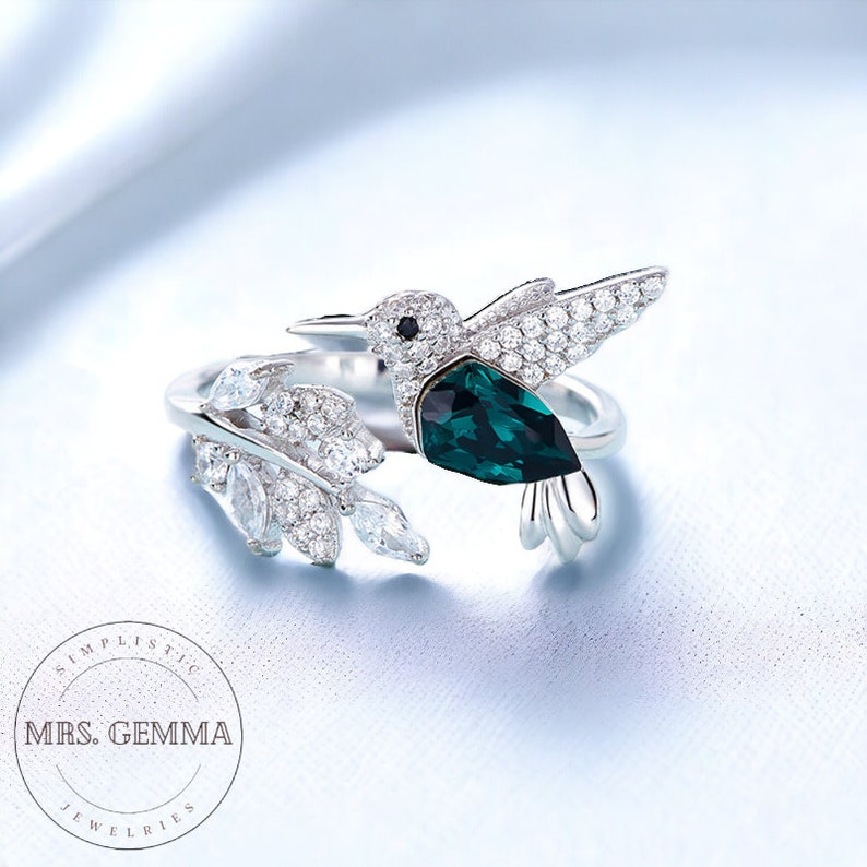 Blue Stone Adjustable Hummingbird Ring - Blue Hummingbird Ring for ...