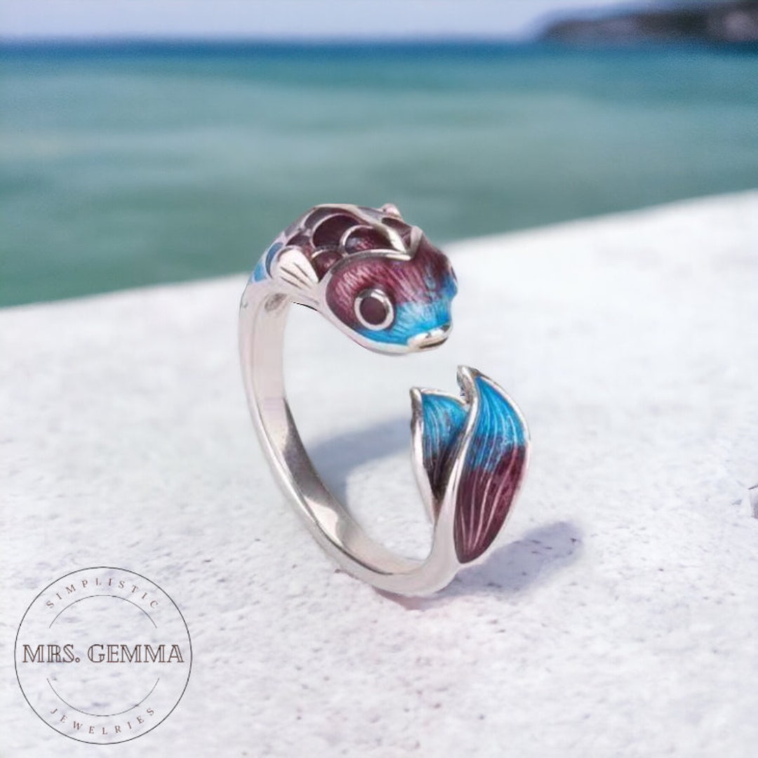 Lucky Koi Fish Ring - Adjustable/open Ring - Silver Koi Ring - Good Luck and Prosperity Silver ...