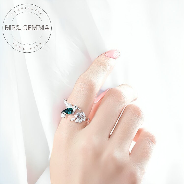 Blue Stone Adjustable Hummingbird Ring - Blue Hummingbird Ring for ...