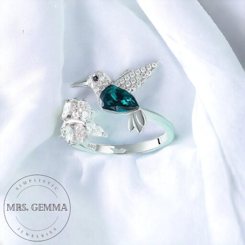 Blue Stone Adjustable Hummingbird Ring - Blue Hummingbird Ring for ...