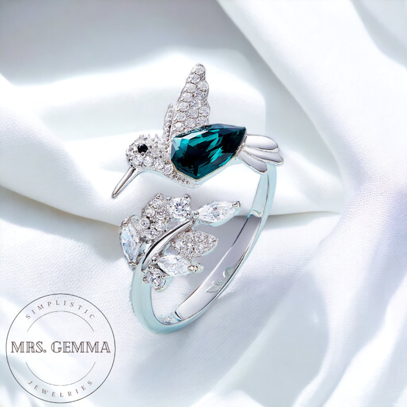 Blue Stone Adjustable Hummingbird Ring - Blue Hummingbird Ring for ...