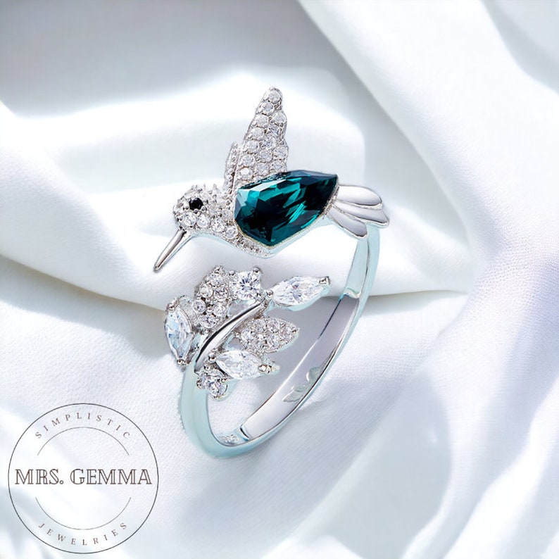 Blue Stone Adjustable Hummingbird Ring - Blue Hummingbird Ring for ...