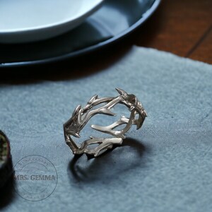 Silver Thorn Adjustable Ring - Stainless Steel Open Ring - Goth Streetwear Punk Vintage Style ...