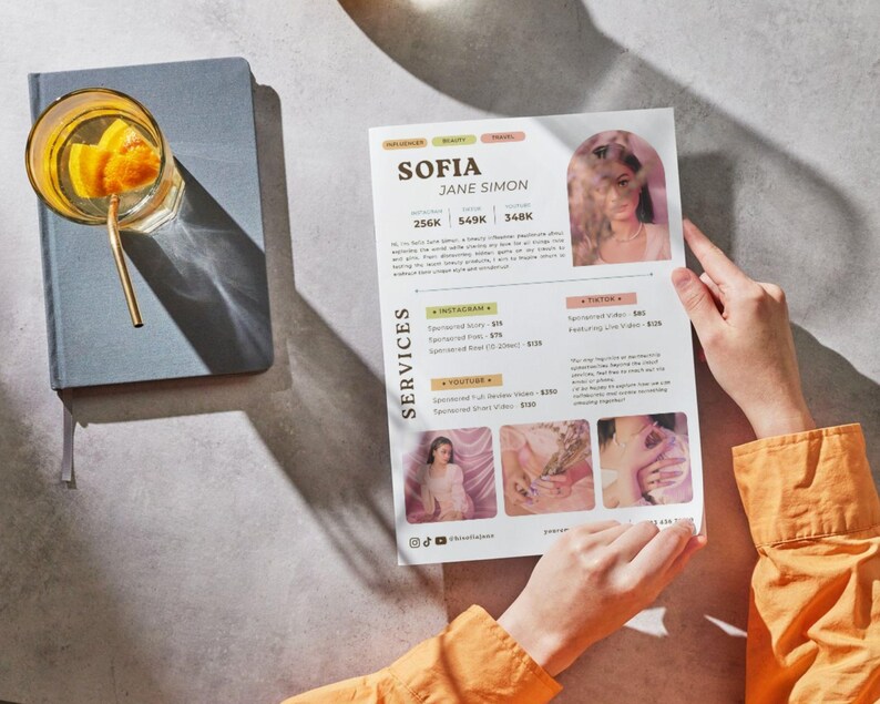 One Page Influencer Rate Card Template Content Creator Rate Sheet ...