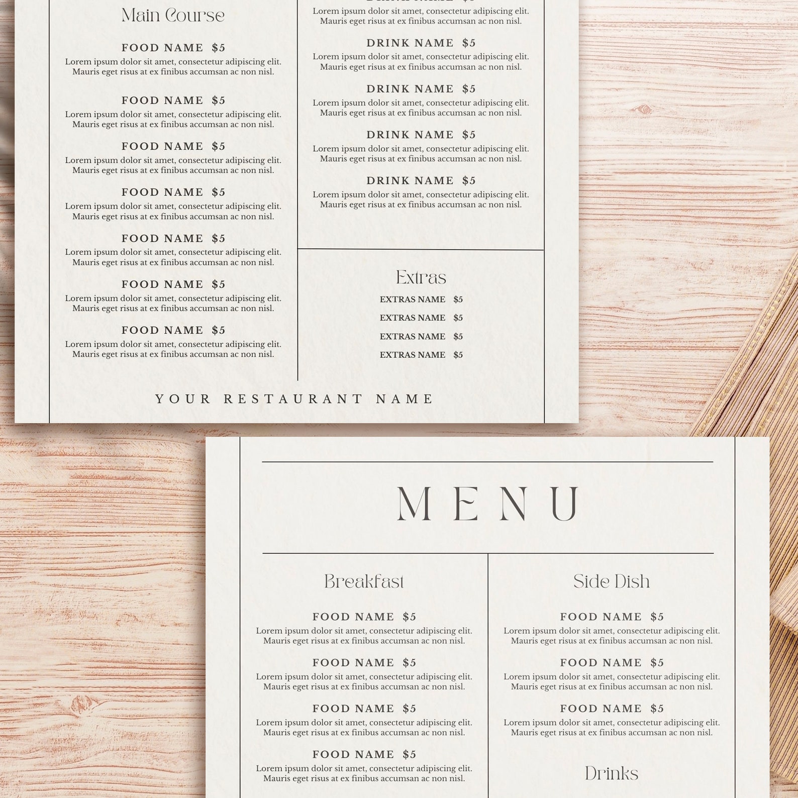 Restaurant Menu Flyer, Bar Menu Flyer Template, Canva Template, Canva ...