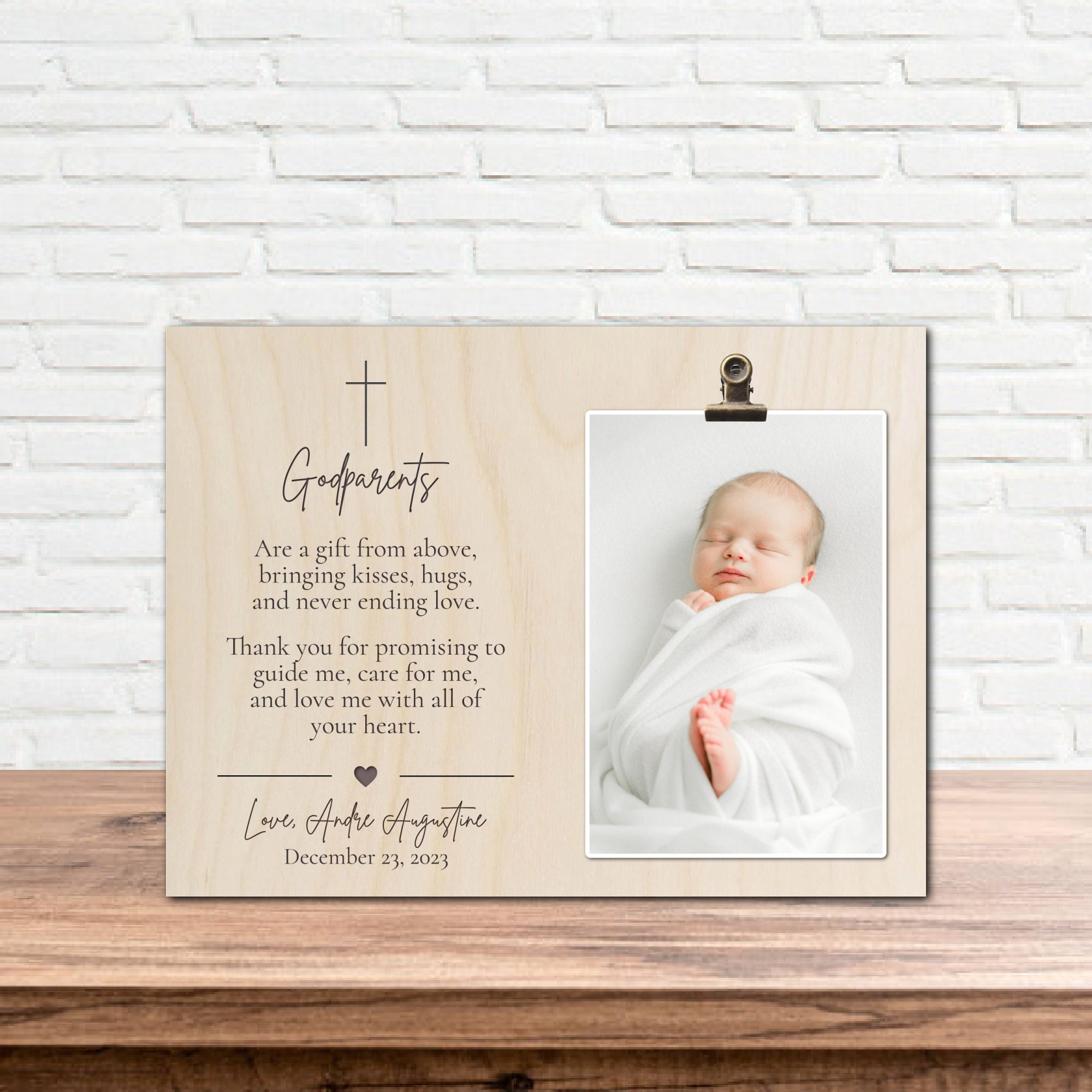 Godparents Gift, Personalized Godparent Frame, Engraved Godparent Frame ...