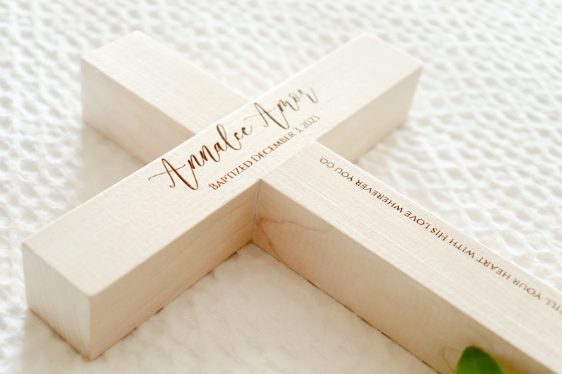 Personalized Baptism Cross, Engraved Wooden Christening Gift, Custom ...