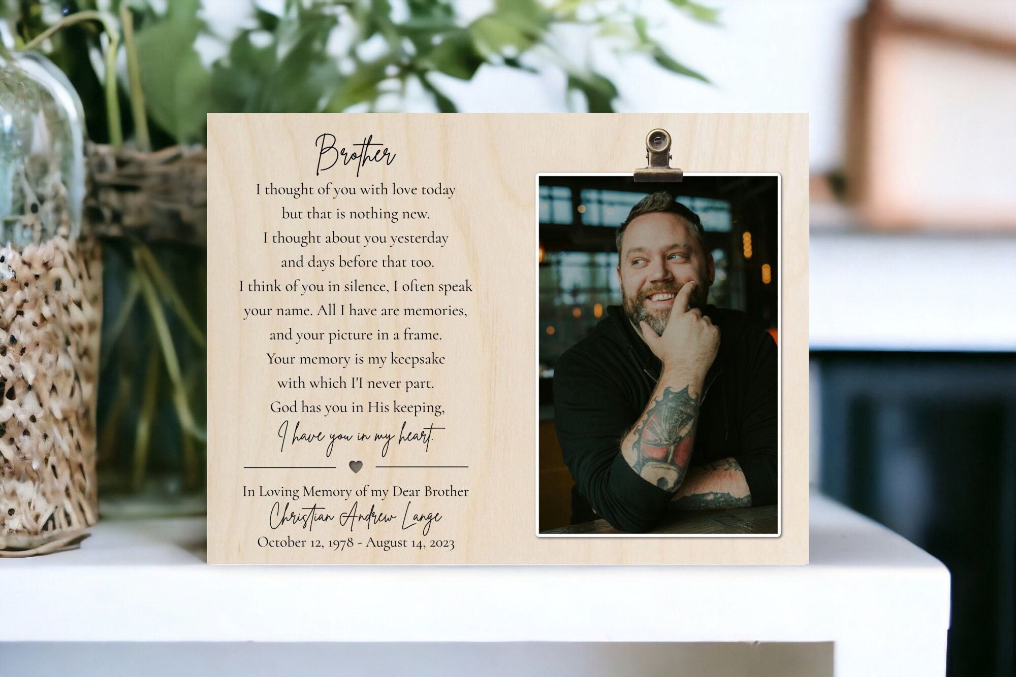 Brother Memorial Frame, Loss of a Brother, Memorial Frame, Sympathy ...