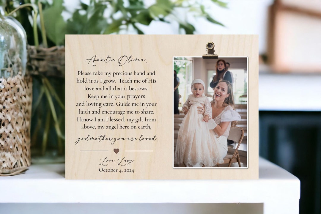 Personalized Godparent Engraved Wood Frame, Baptism Gift - Etsy