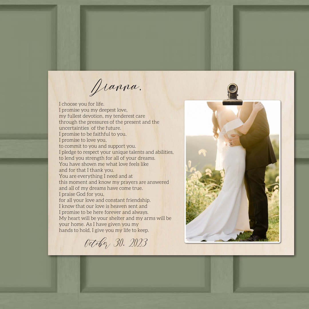 Wedding Vows Gift, Anniversary Gift With Wedding Vows, Engraved Wedding ...