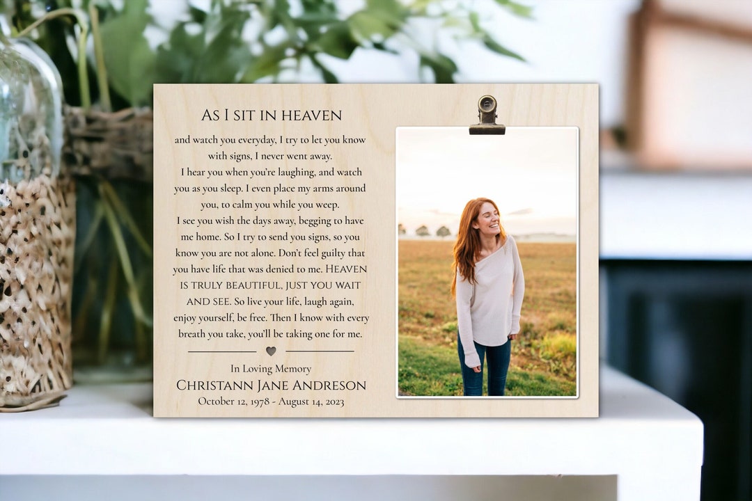 As I Sit in Heaven Frame, Memorial Gift, Memorial Frame, Condolence ...