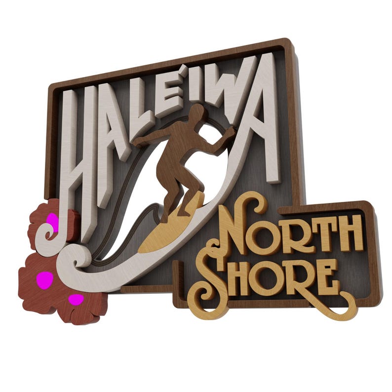 North Shore Oahu Hawaii Wooden Magnet - Surf-inspired Design - Haliewa ...