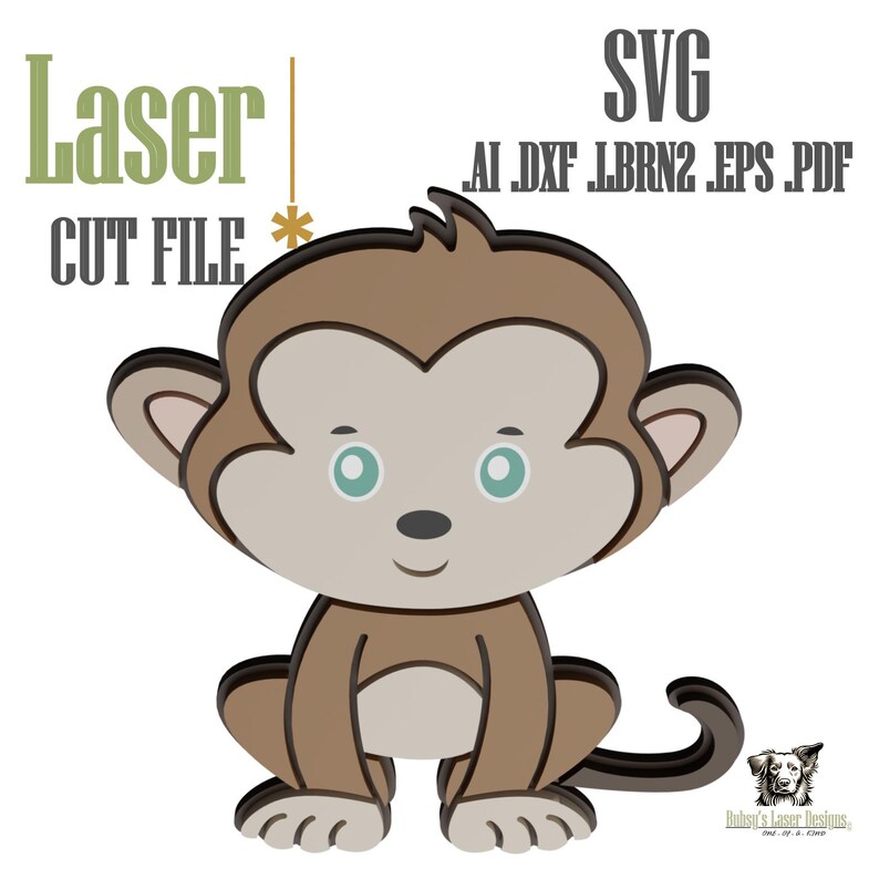 Baby Monkeys SVG Laser Cut File: Woodland Nursery Decor (digital ...
