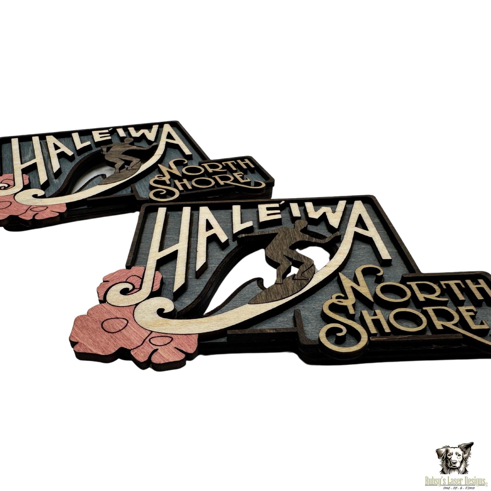 North Shore Oahu Hawaii Wooden Magnet - Surf-inspired Design - Haliewa ...