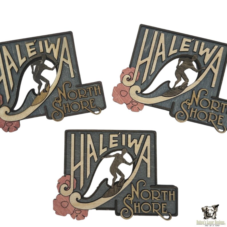 North Shore Oahu Hawaii Wooden Magnet - Surf-inspired Design - Haliewa ...