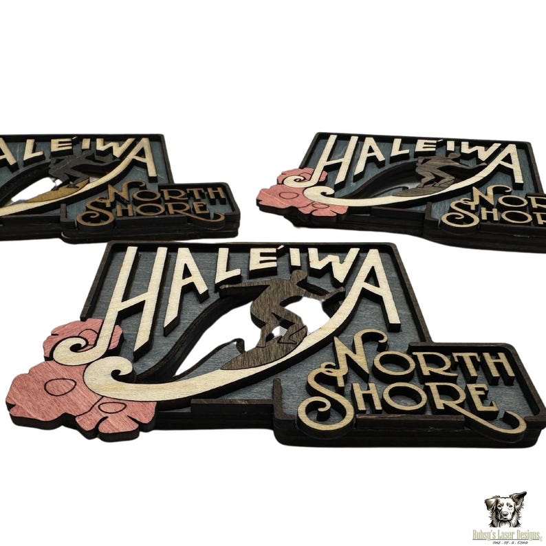 North Shore Oahu Hawaii Wooden Magnet - Surf-inspired Design - Haliewa ...