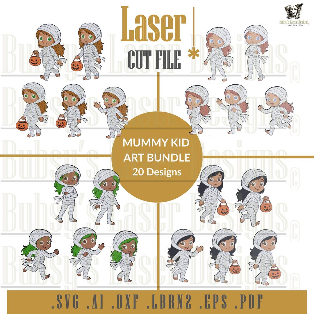 Halloween Mummy Kid SVG Bundle: Layered Designs for Laser Cutting ...