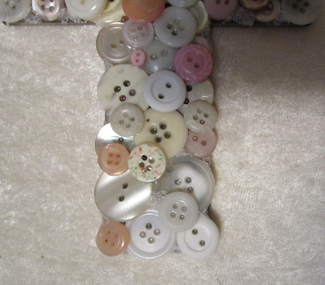Cross Made of Buttons in Shades of Pink and White, Easter, Home Decor ...