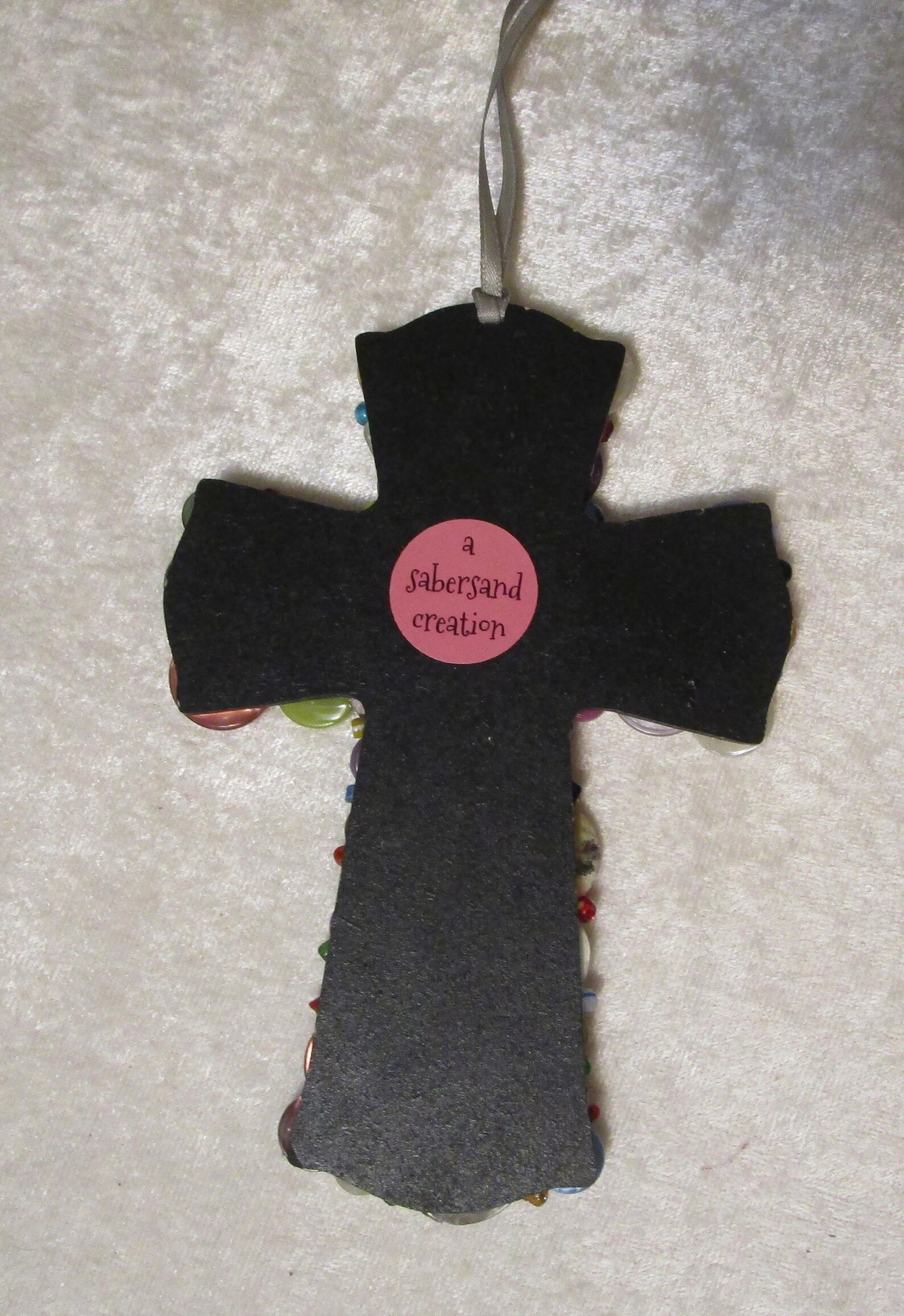 Cross Made of Multicolored Buttons and Beads, Hanging, 6 - Etsy