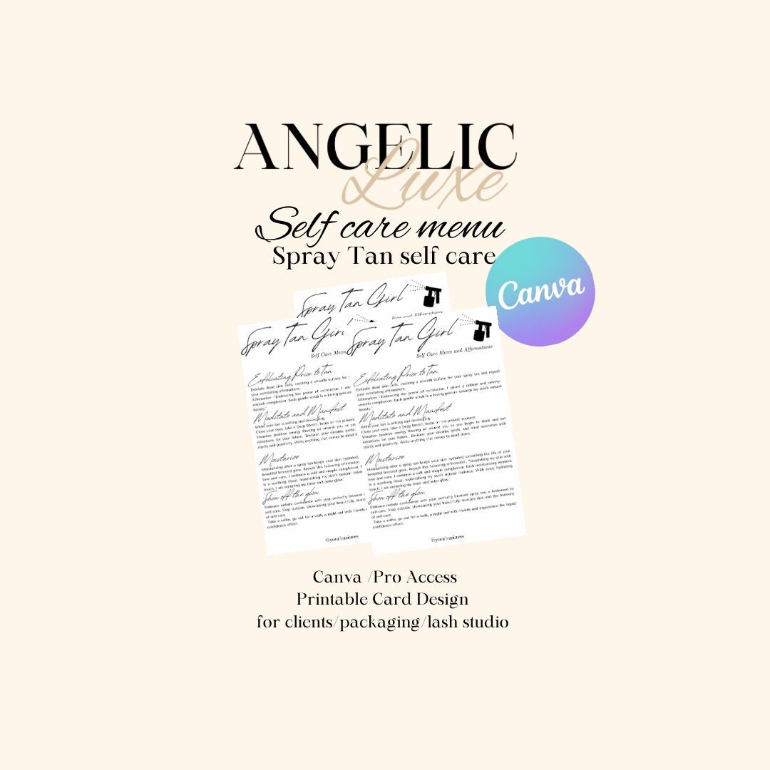 Spray Tan Self-care Menu, Self-care Menu, Spray Tan Artist, Spray Tan ...