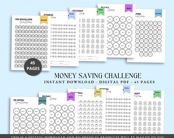 Money Saving Challenge Savings Tracker Pintables Savings Tracker Bundle ...