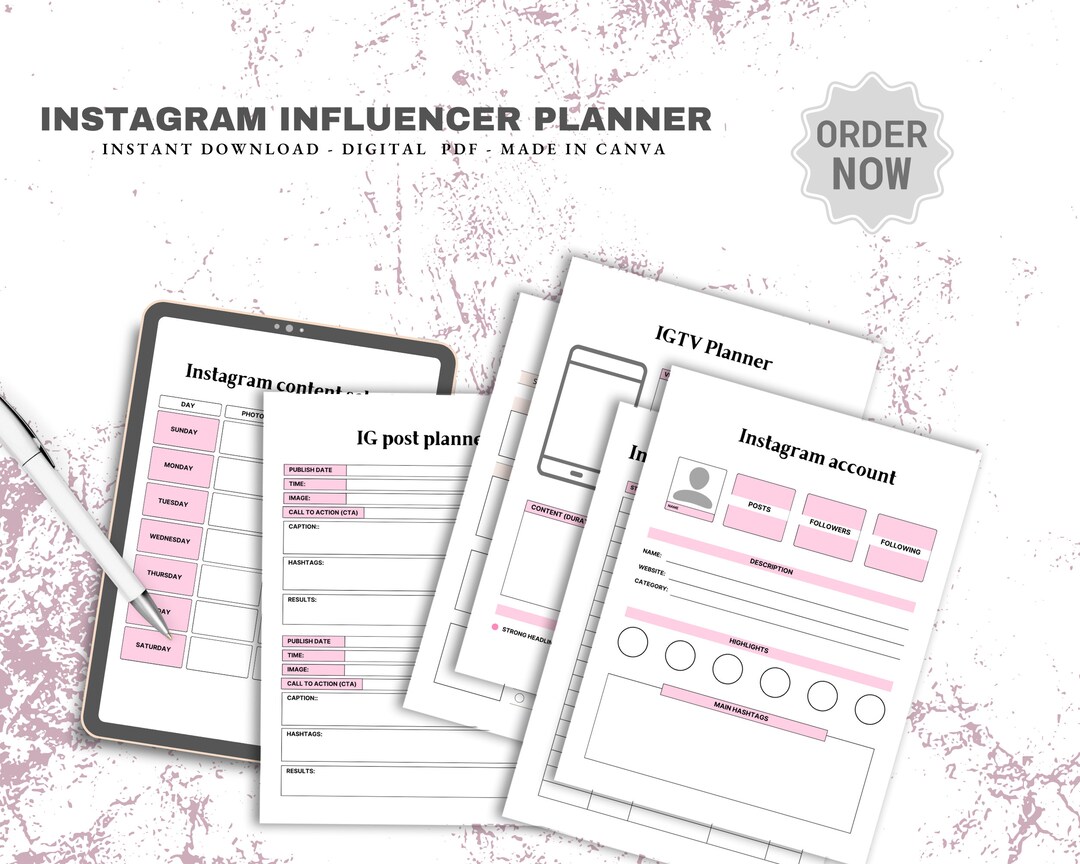 Instagram Influencer Planner | Social Media Planner | Instagram Planner ...