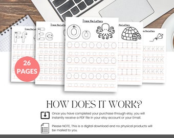 Alphabet Letters Tracing Page, Handwriting Practice, Preschool ...