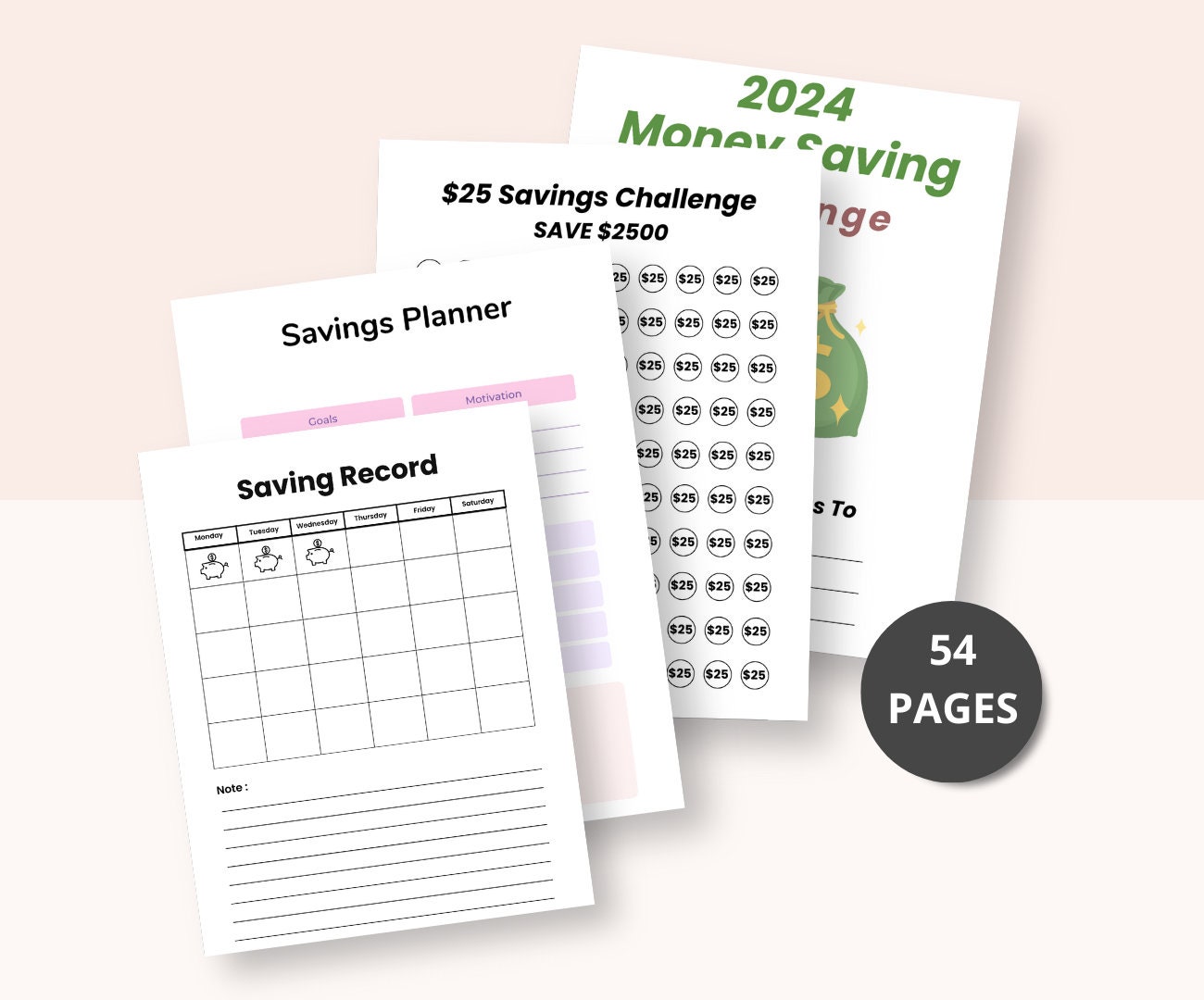 2024 Money Saving Challenge, Savings Tracker Printables, Savings ...