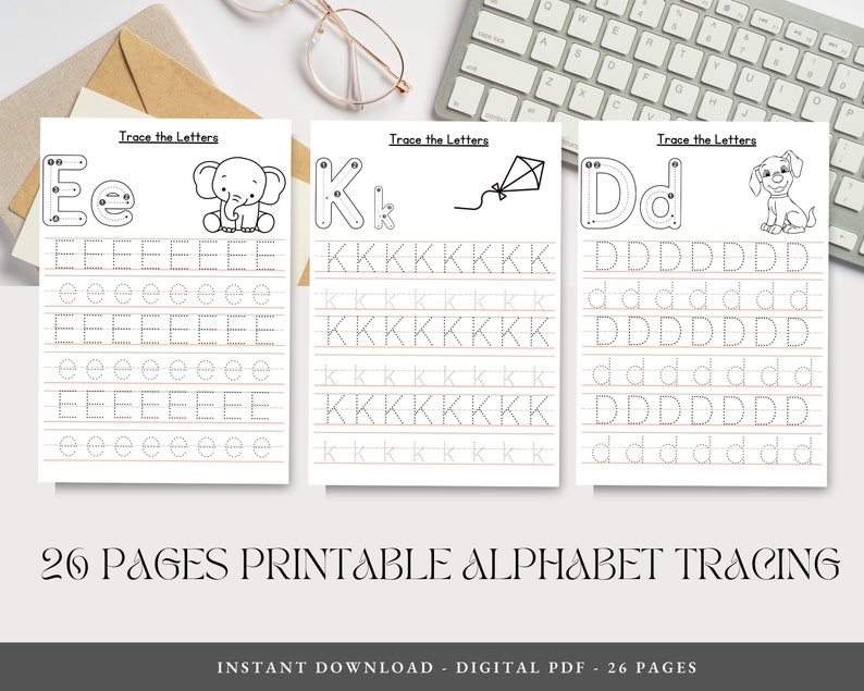 Alphabet Letters Tracing Page, Handwriting Practice, Preschool ...
