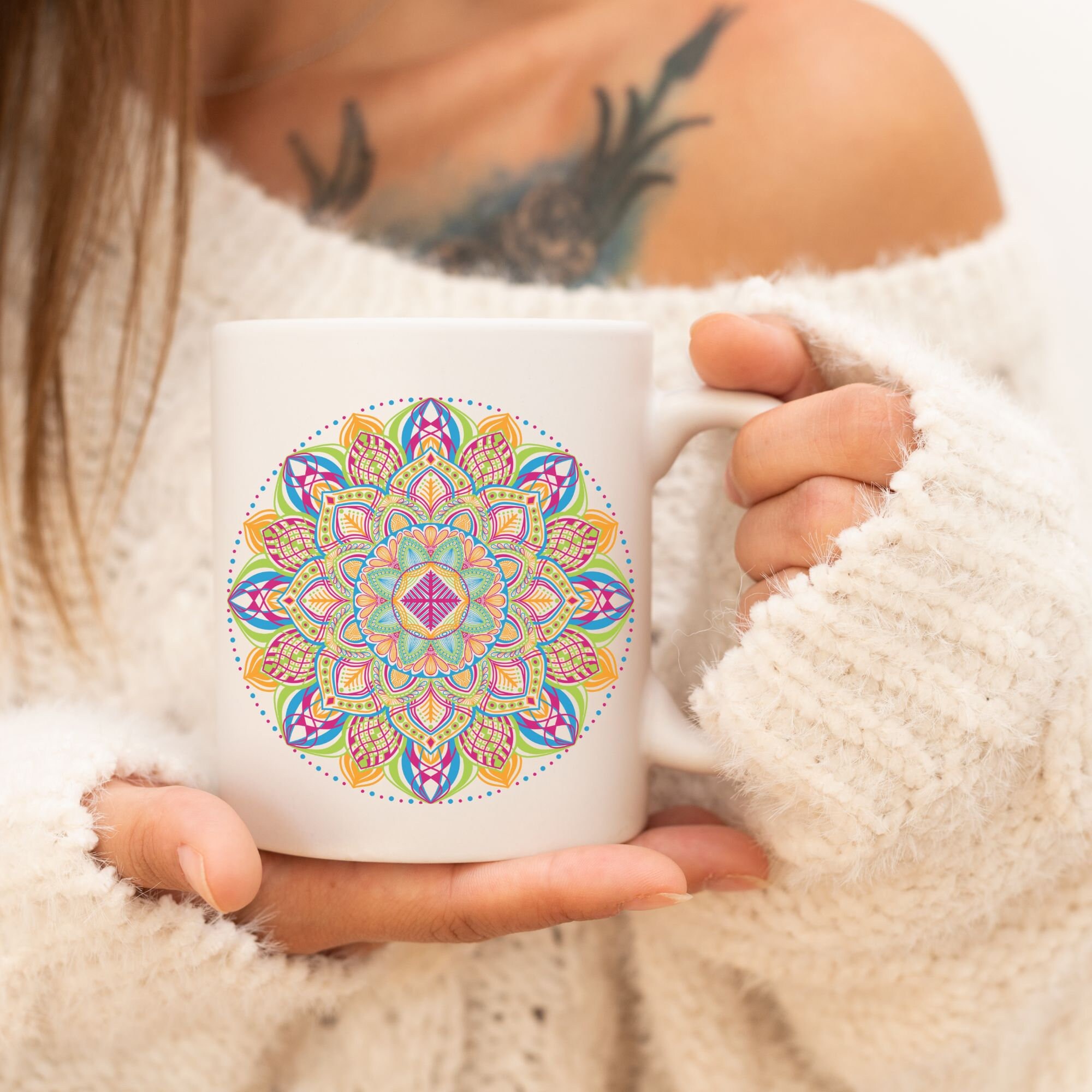 Mandala Mug Meditation Mindfulness Mug With Mandala Spiritual Gift Mug ...