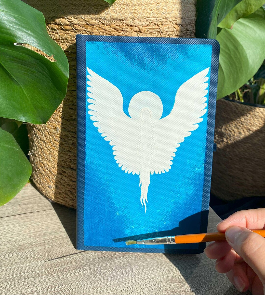 White Angel Notebook Hand Painted Oil Painting Art Journals Christmas ...