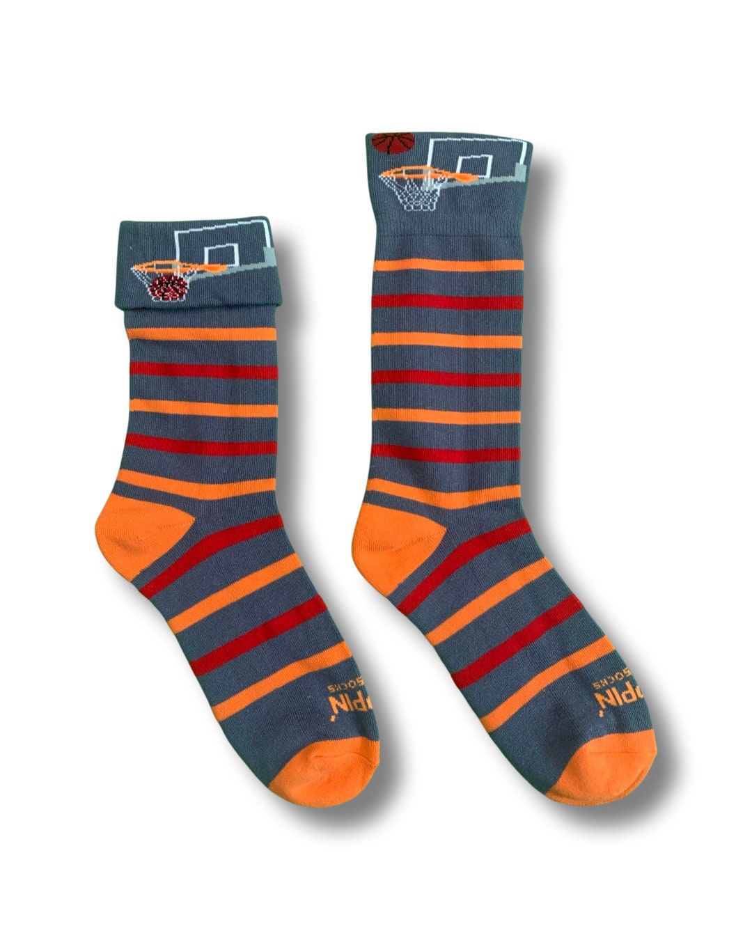 Fun Basketball Socks! Flip the Cuff Down and Score a Basket. - Etsy