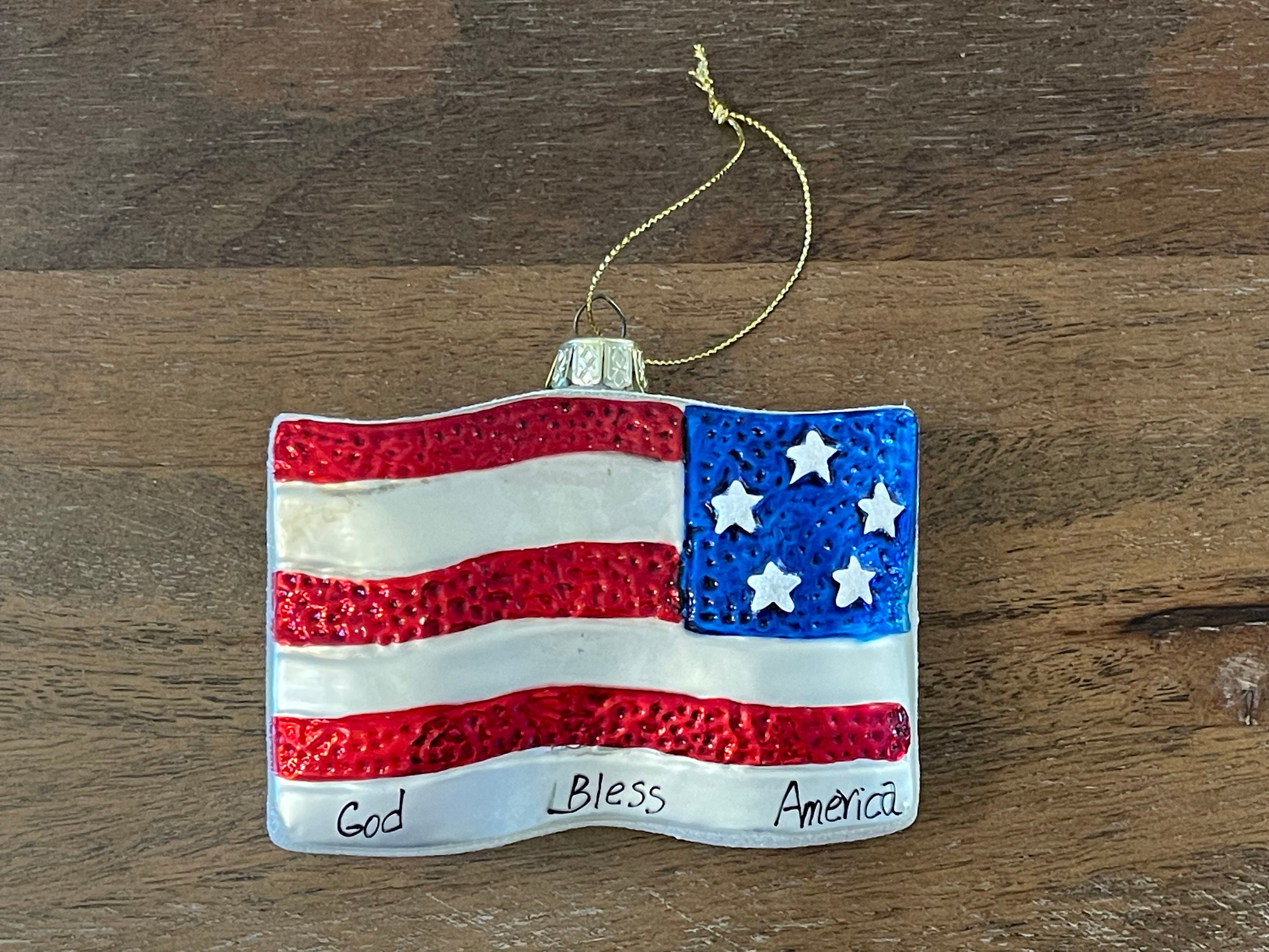 Vintage American Flag Glass Ornament Set of 2 USA America Christmas - Etsy