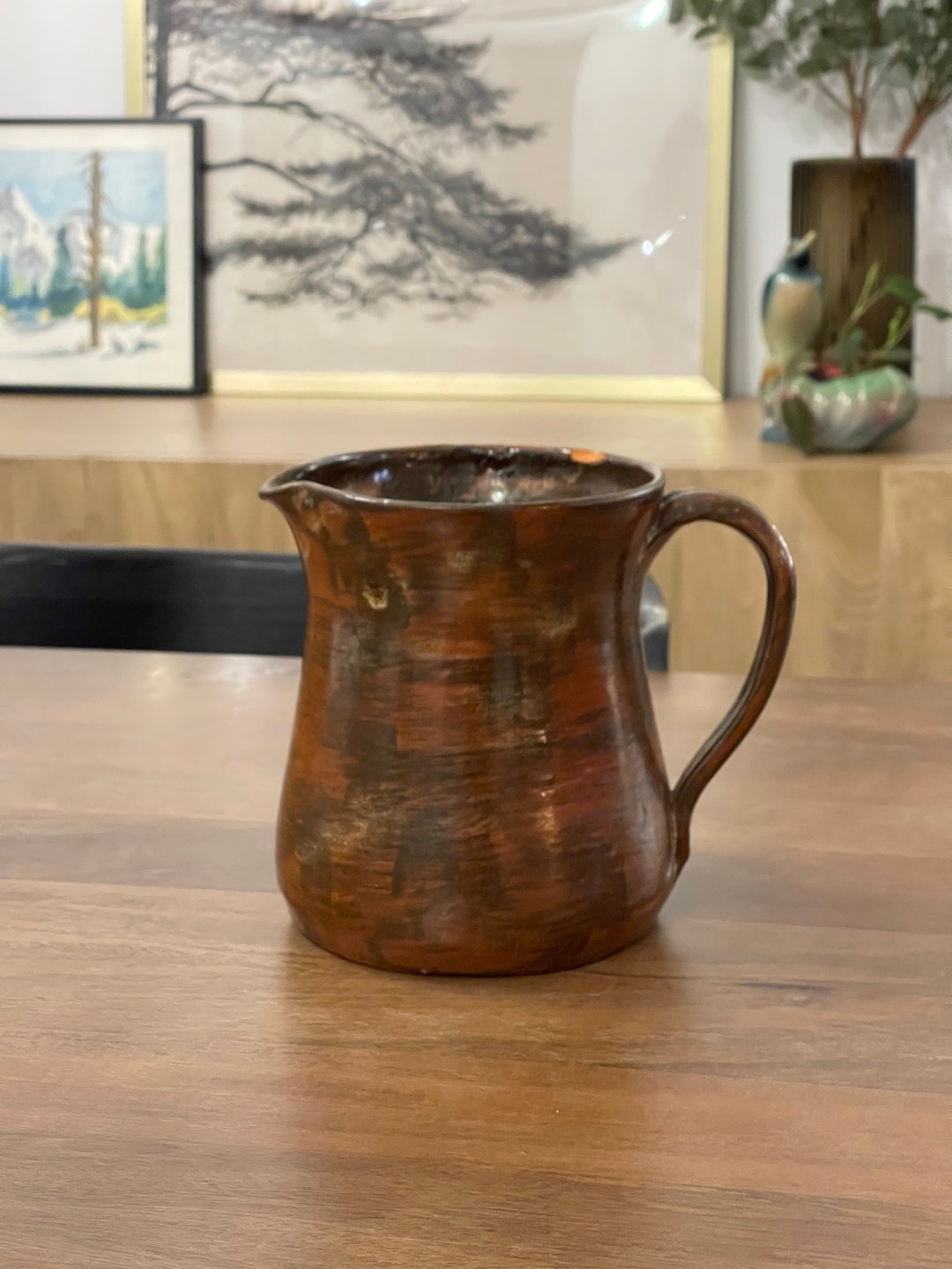 Vintage Neolia Cole Pottery Pitcher | Sanford NC Brown 1981 - Etsy