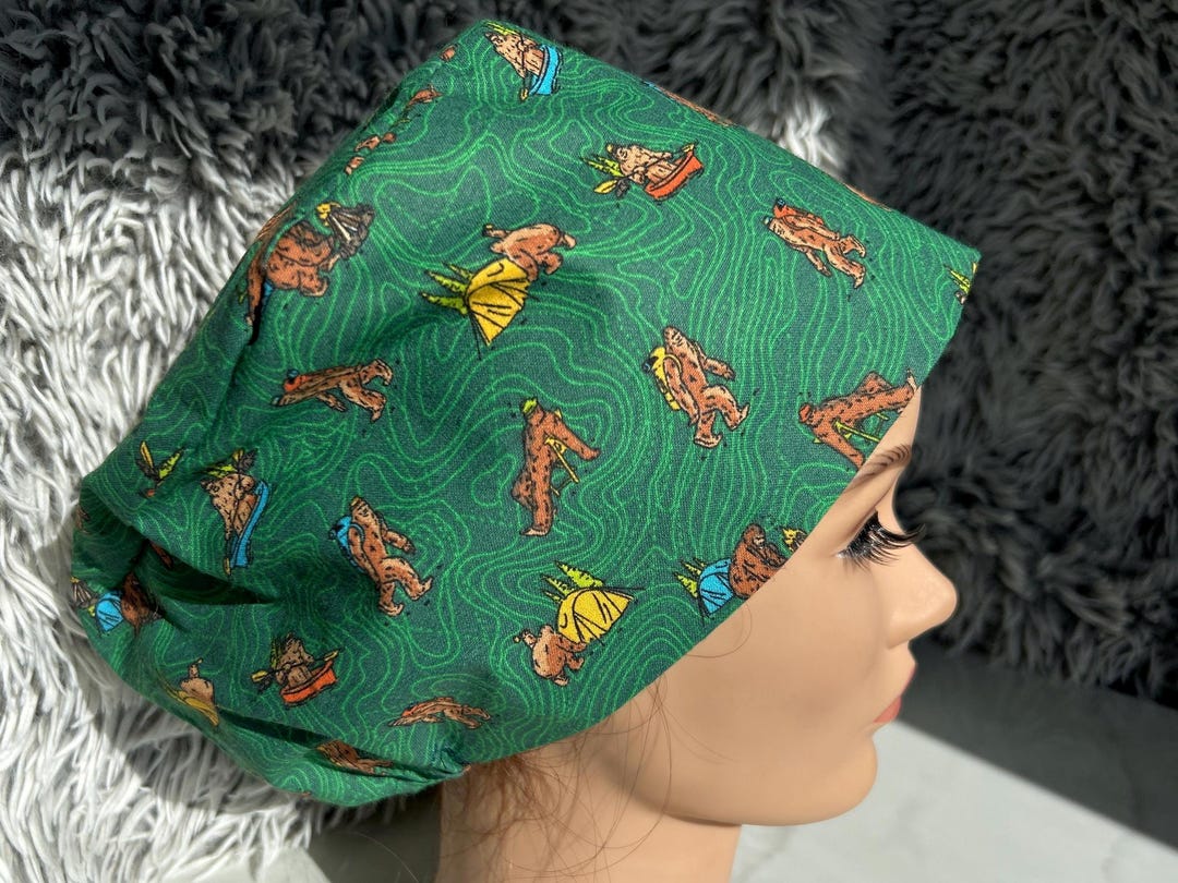 Sasquatch Big Foot Camping Scrub Hat Cap OR - Etsy